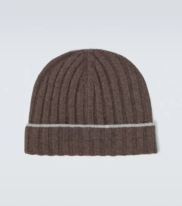 Brunello Cucinelli Ribbed-knit Cashmere Beanie - Brown