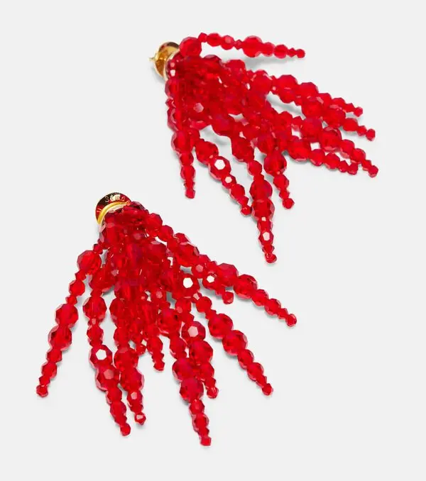 Simone Rocha Beaded Drop Earrings - Red