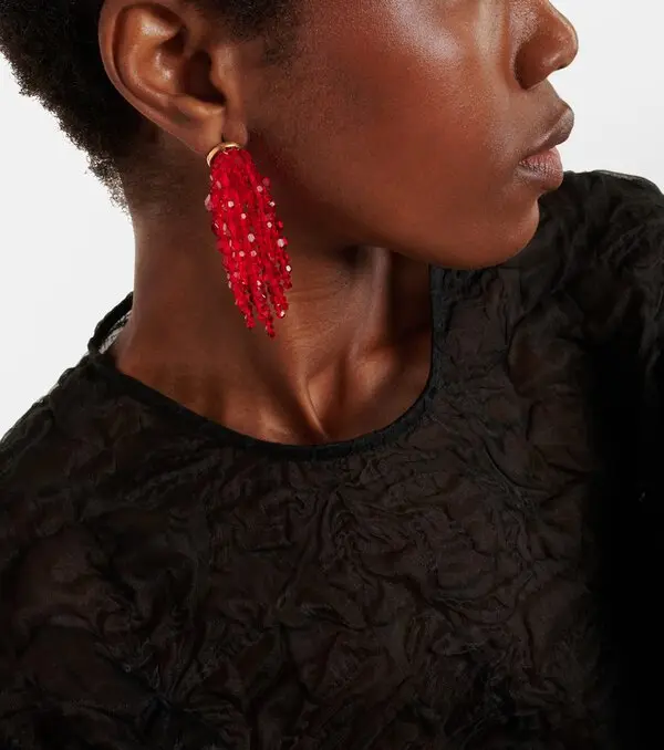 Simone Rocha Beaded Drop Earrings - Red