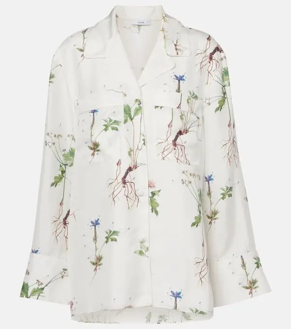Erdem Floral Printed Silk Shirt - White