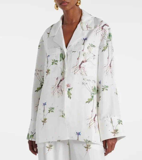 Erdem Floral Printed Silk Shirt