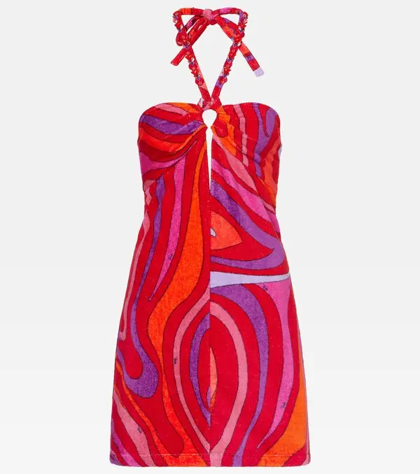 Emilio Pucci Marmo Embellished Cotton Terry Minidress - Multicoloured