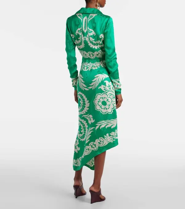 Etro Printed Satin Wrap Dress