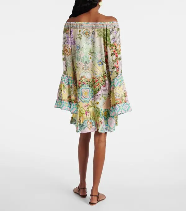 Camilla Embellished Printed Silk Crêpe Minidress