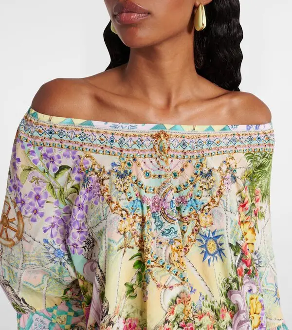 Camilla Embellished Printed Silk Crêpe Minidress