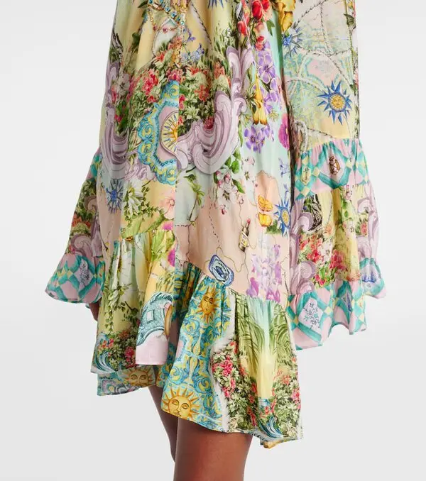 Camilla Embellished Printed Silk Crêpe Minidress
