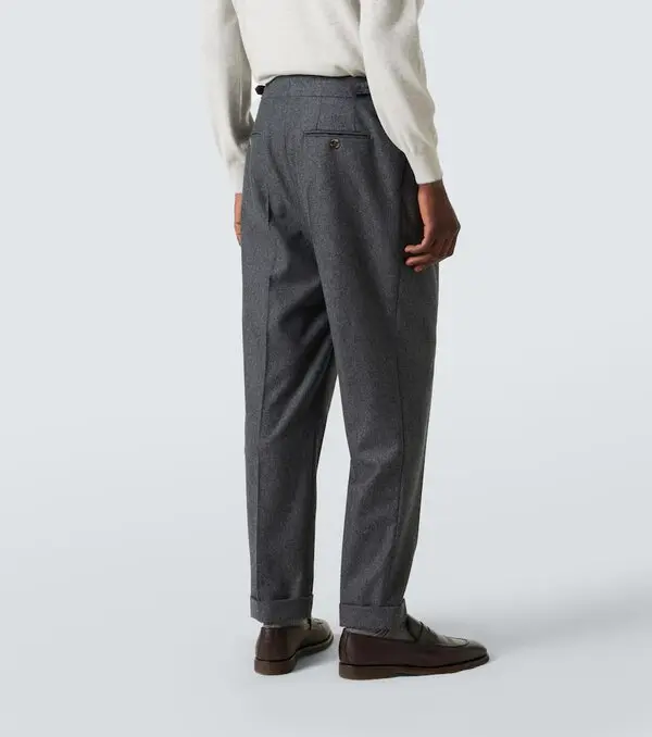 Brunello Cucinelli Pleated Virgin Wool Slim Pants