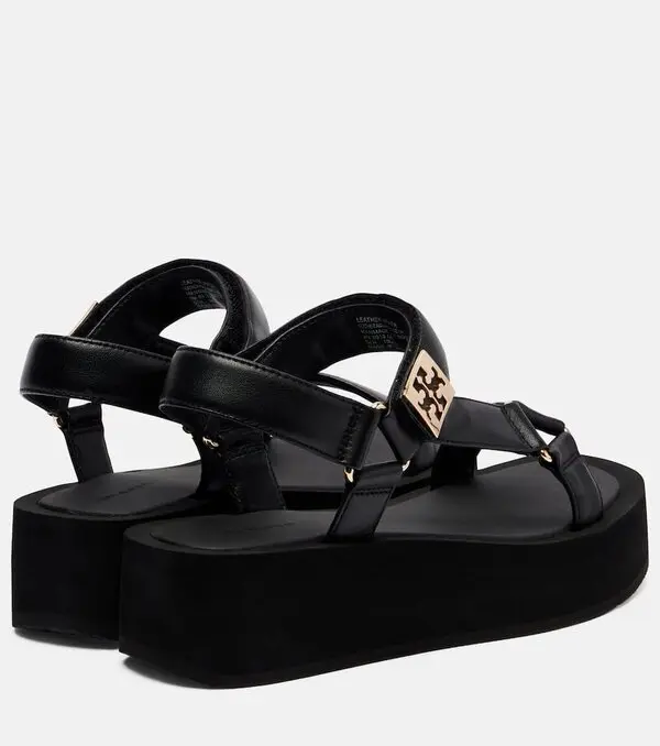 Tory Burch Mellow Leather Platform Sandals - Black