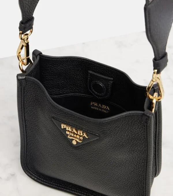 Prada Mini Leather Shoulder Bag - Black