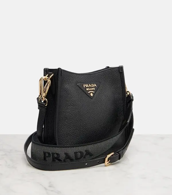 Prada Mini Leather Shoulder Bag - Black