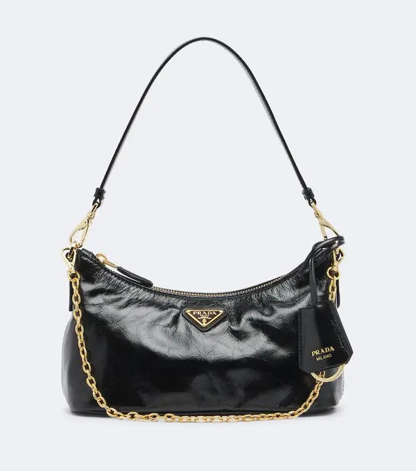 Prada Mini Leather Shoulder Bag - Black