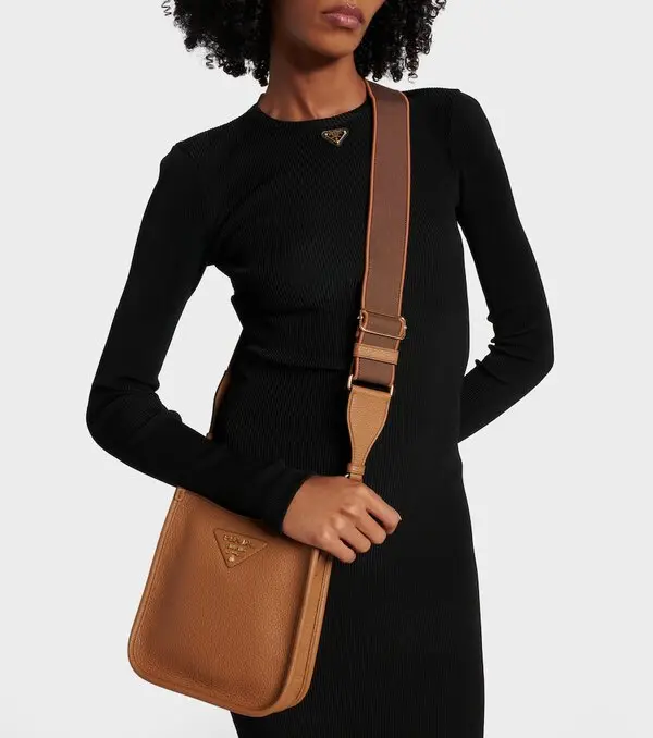 Prada Mini Leather Shoulder Bag - Brown