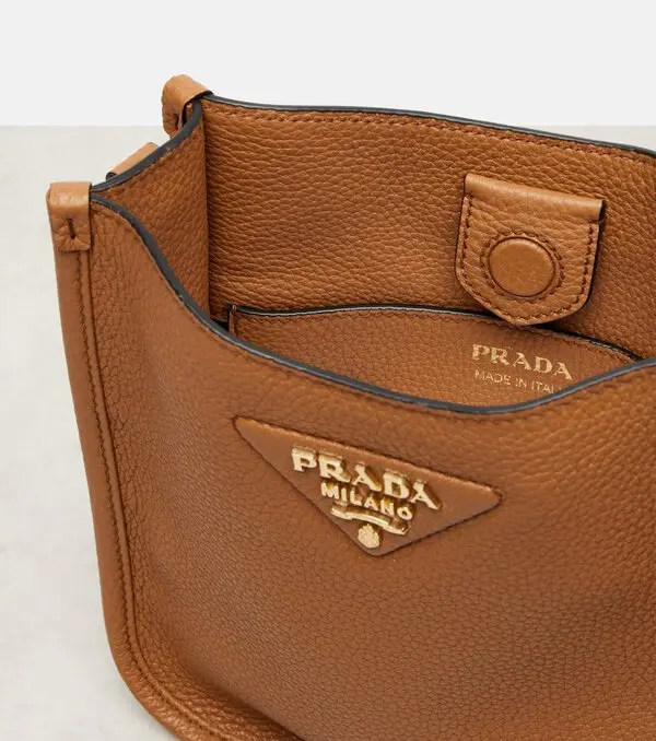 Prada Mini Leather Shoulder Bag - Brown