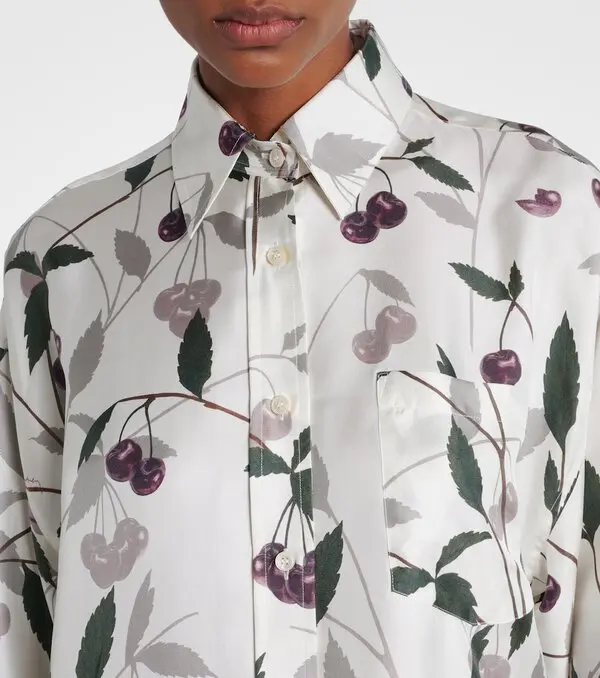 Stella McCartney Printed Silk Twill Shirt - White