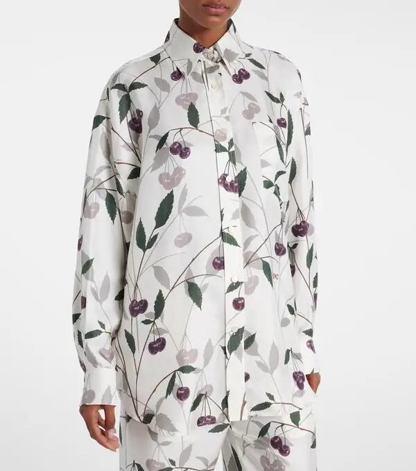 Stella McCartney Printed Silk Twill Shirt - White
