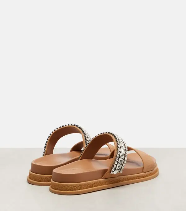 JIMMY CHOO Jadi Crystal-embellished Suede Slides - Brown