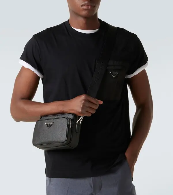 Prada Saffiano Leather Shoulder Bag - Black
