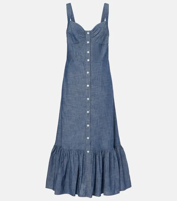 Polo Ralph Lauren Cotton Chambray Maxi Dress - Blue