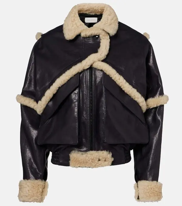 Magda Butrym Shearling-trimmed Leather Bomber Jacket