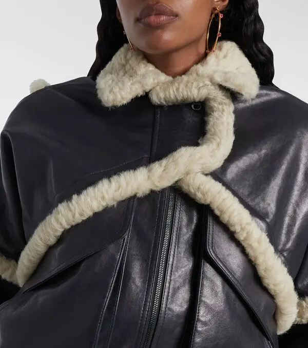 Magda Butrym Shearling-trimmed Leather Bomber Jacket