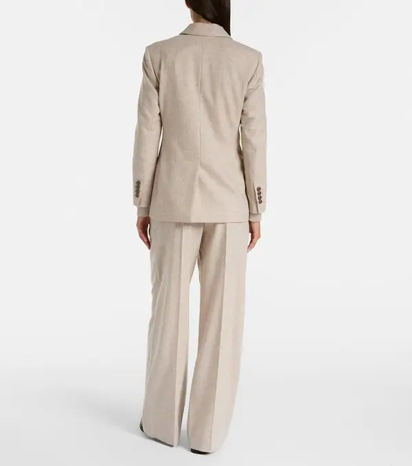 Brunello Cucinelli Wool And Cashmere Double-breasted Blazer - Beige