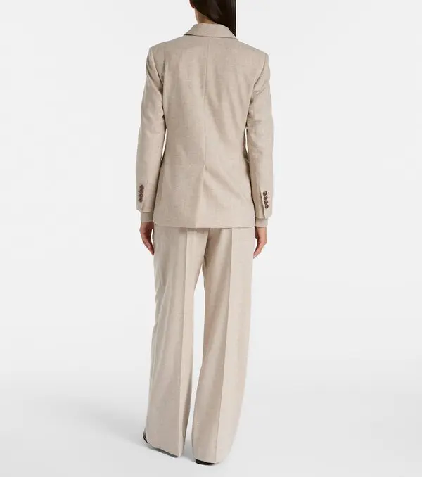 Brunello Cucinelli Wool And Cashmere Double-breasted Blazer - Beige