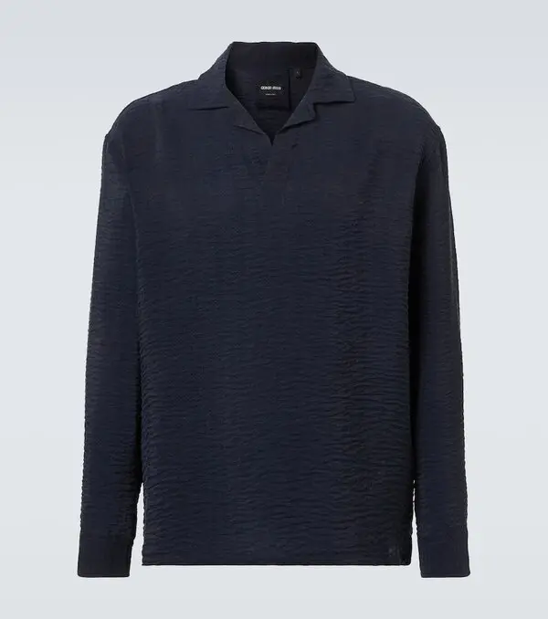 Giorgio Armani Jacquard Polo Shirt - Blue