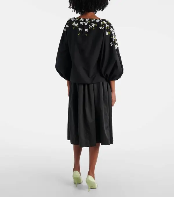 Carolina Herrera Floral Appliqué Cotton-blend Top
