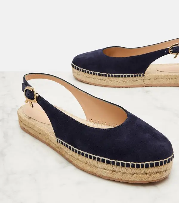 GIANVITO ROSSI Suede Slingback Espadrilles - Blue