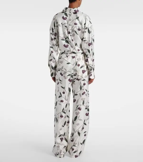 Stella McCartney Printed Silk Twill Wide-leg Pants - White