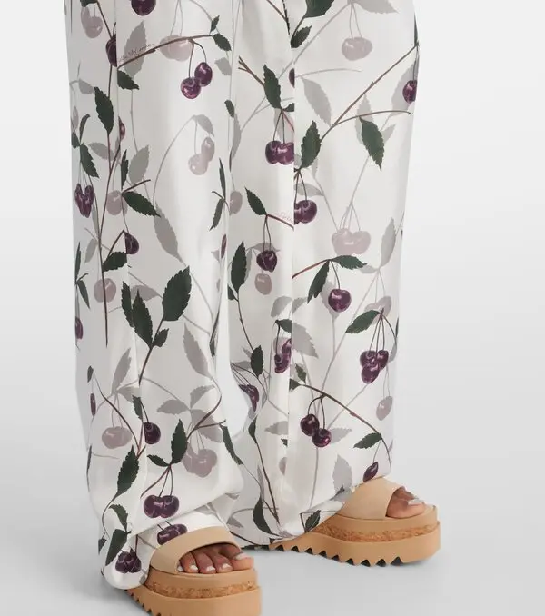 Stella McCartney Printed Silk Twill Wide-leg Pants