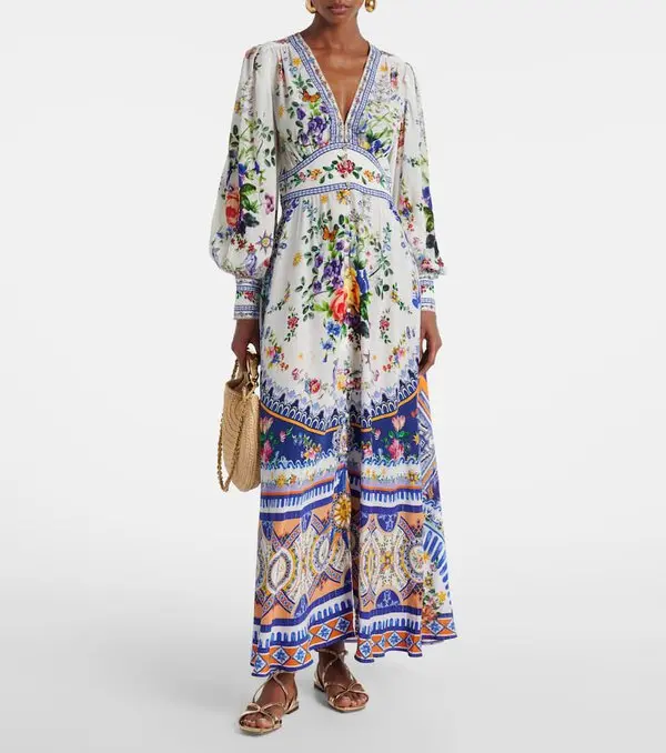 Camilla Printed Silk Crêpe Maxi Dress