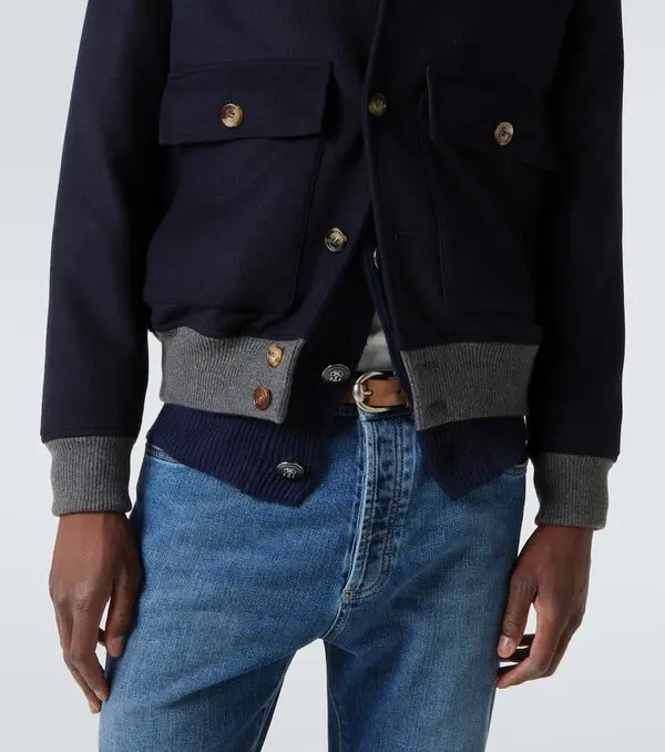 Brunello Cucinelli Wool Varsity Jacket - Blue