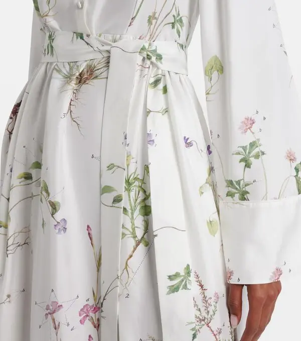 Erdem Floral Printed Silk Midi Dress
