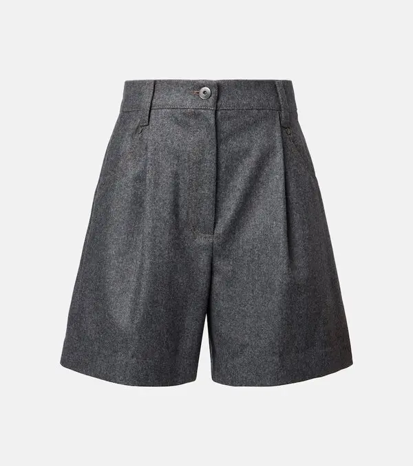 Brunello Cucinelli High-rise Virgin Wool Shorts - Grey