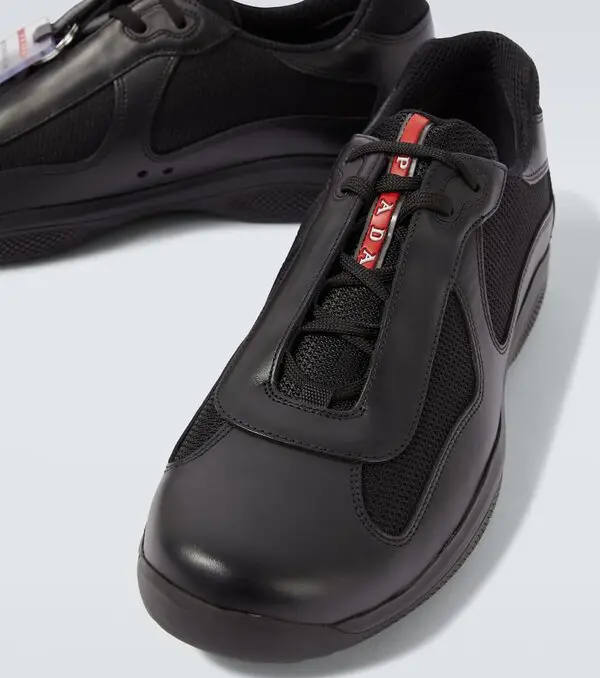 Prada America's Cup Leather-trimmed Sneakers - Black