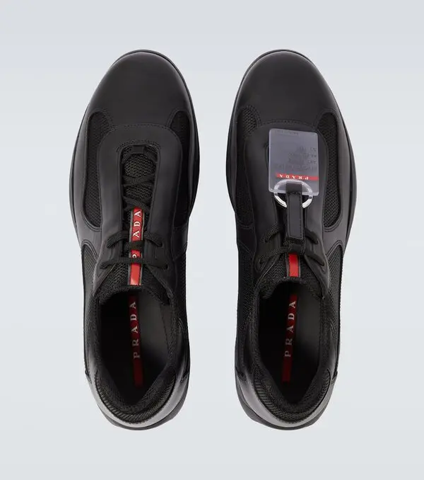 Prada America's Cup Leather-trimmed Sneakers - Black