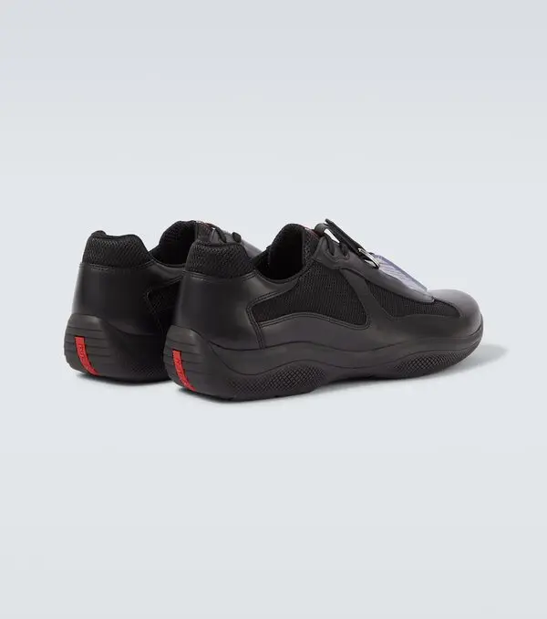 Prada America's Cup Leather-trimmed Sneakers - Black