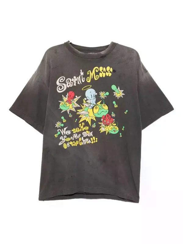 SAINT MXXXXXX Graphic-print T-shirt - Grey