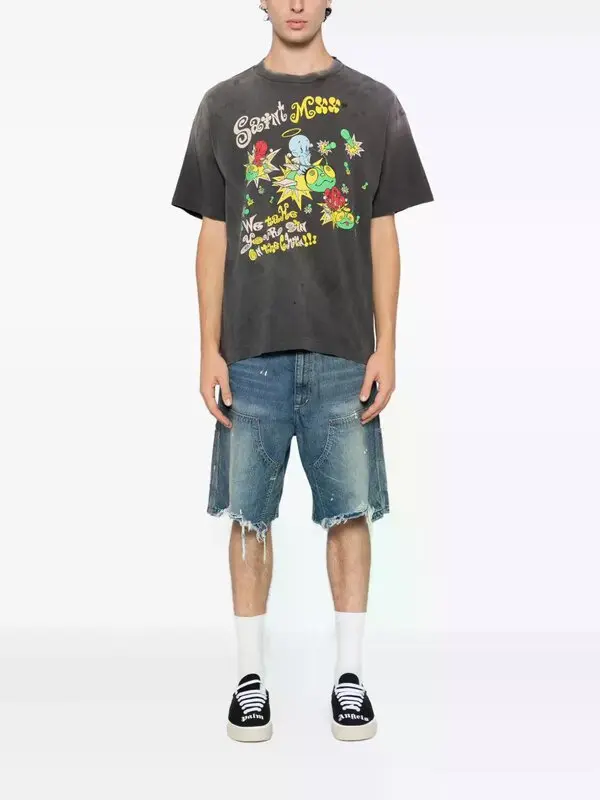 SAINT MXXXXXX Graphic-print T-shirt - Grey