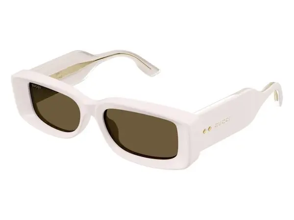Gucci Rectangle Full Rim Sunglasses - Ivory Brown (gg1528s/003/fr)