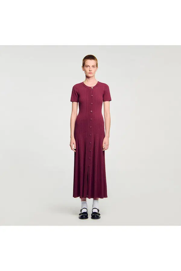 Sandro Knit Maxi Dress - Burgundy - 40% Off