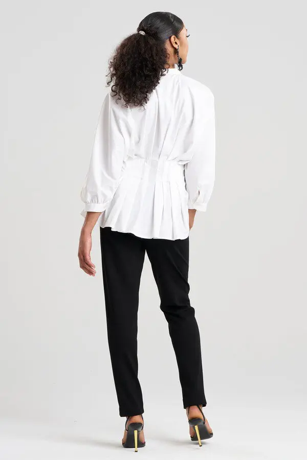 Natori Cotton Poplin Pleated Shirt