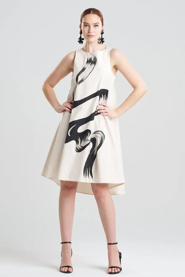 Natori Tech Cotton Taffeta Asymmetric Dress - Neutral