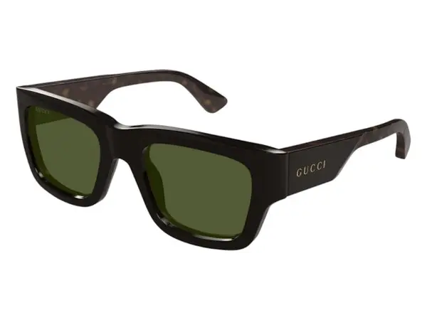 Gucci Full Rim Rectangle Sunglasses - Brown Havana Green (gg1668s/004/fr)