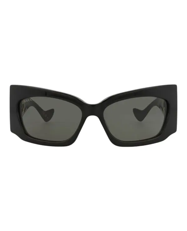 Gucci Shield Frame Recycled Acetate Sunglasses - Black Black Grey (gg1412s/30014422/001)