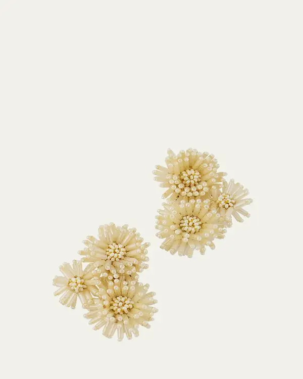 Oscar De La Renta Pom-pom Flower Stud Earrings - Gold