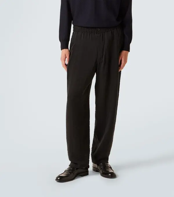 Giorgio Armani Jacquard Straight Pants - Blue