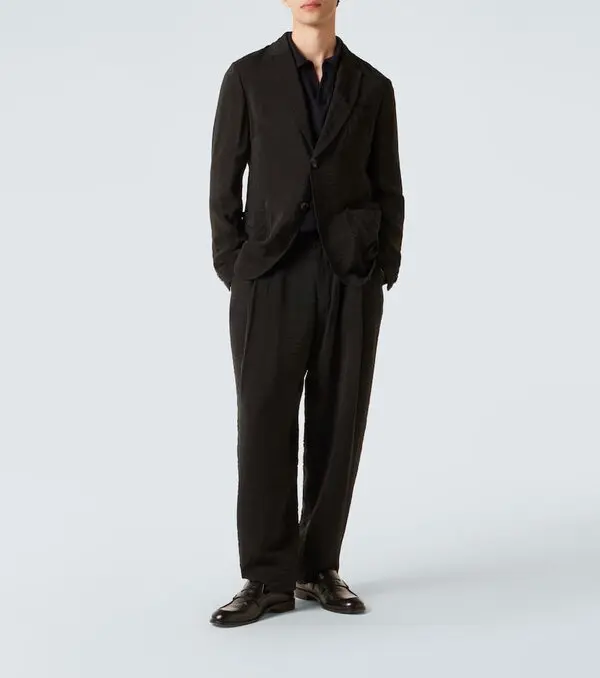 Giorgio Armani Jacquard Straight Pants - Blue