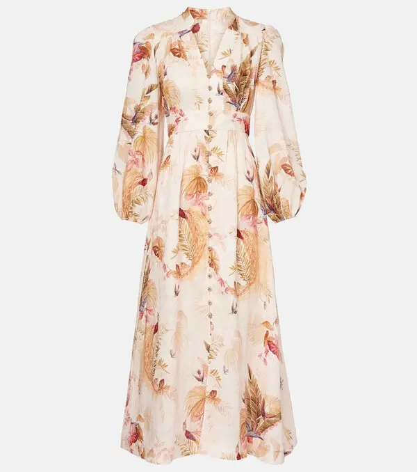 Zimmermann Ascension Floral Linen Midi Dress